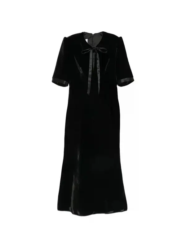 DE SANTIS Velvet Midi Dress With Bow Detail