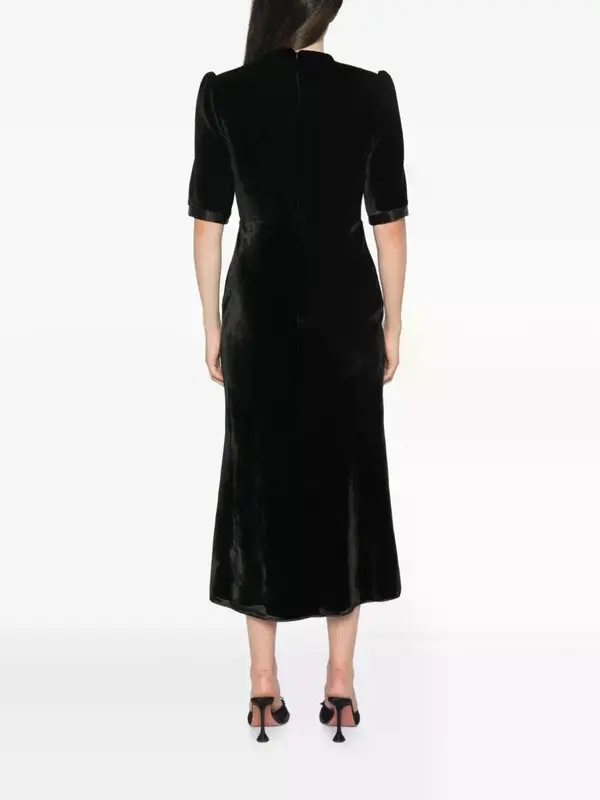 DE SANTIS Velvet Midi Dress With Bow Detail