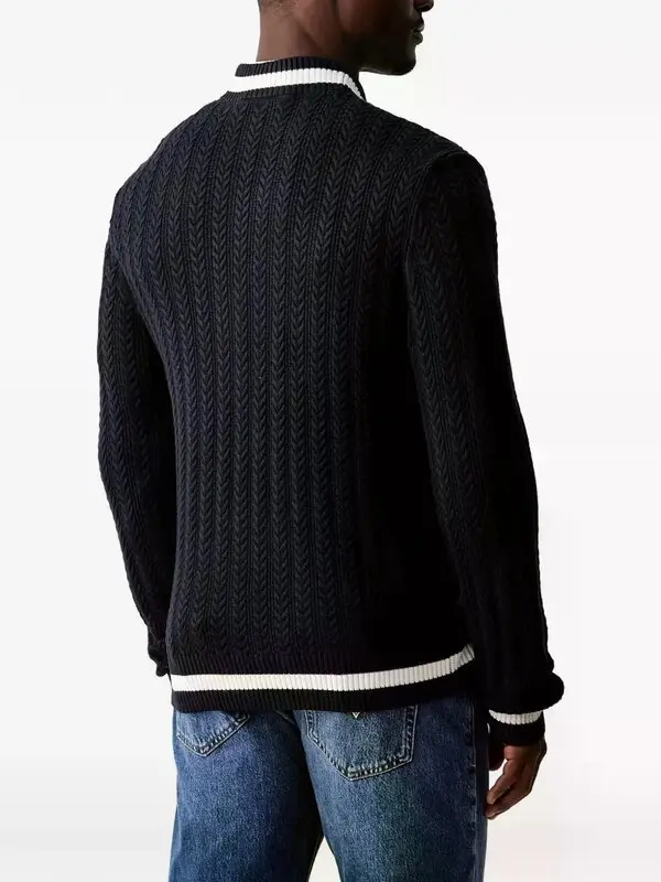 Guess Cable-knit Logo-patch Cardigan