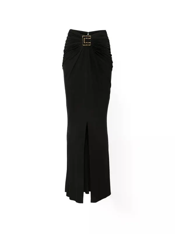Elisabetta Franchi Ruched Logo-plaque Skirt - Black