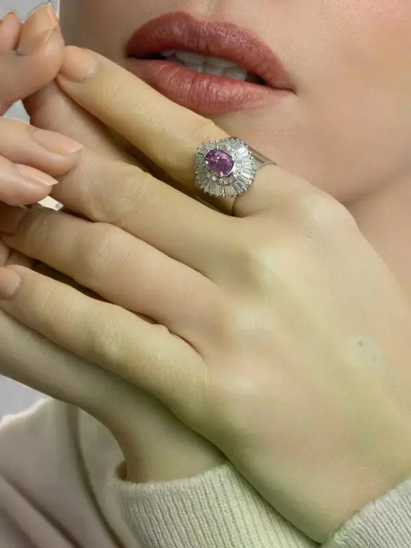 YUTAI Revive Pink Sapphire And Diamond Ring - Silver