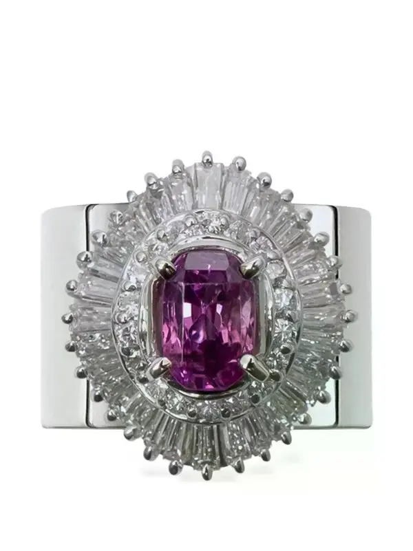 YUTAI Revive Pink Sapphire And Diamond Ring - Silver