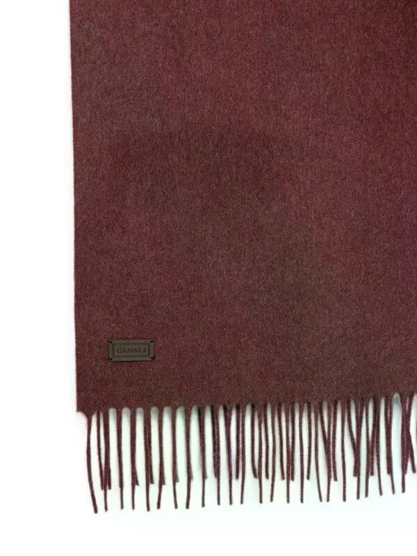 Canali Fringed Logo-patch Scarf - Red