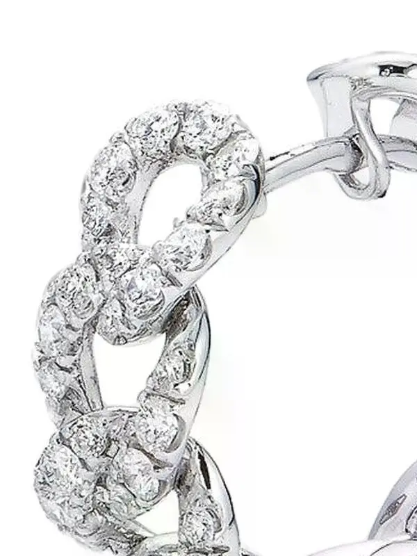 ZYDO Diamond Chain Hoop Earrings In 18k White Gold - Silver