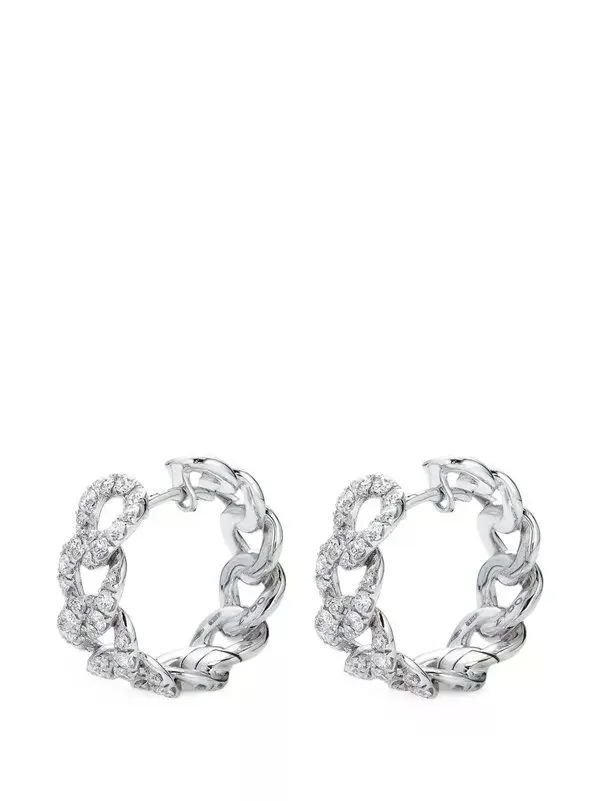 ZYDO Diamond Chain Hoop Earrings In 18k White Gold - Silver