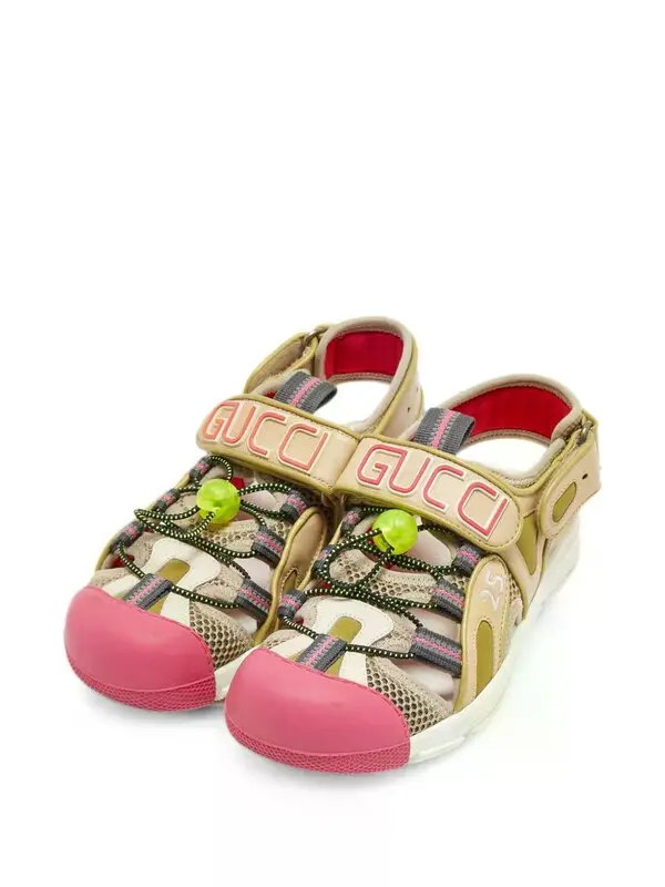 Gucci Tinsel Leather Sandals - Neutrals