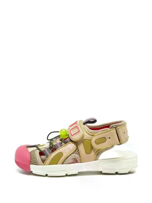 Gucci Tinsel Leather Sandals - Neutrals