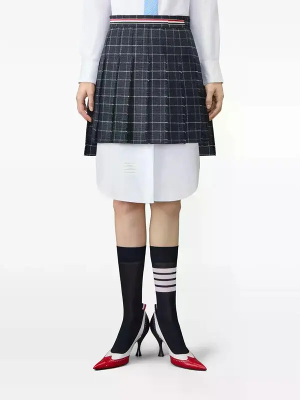 Thom Browne Windowpane Houndstooth Pleated Skirt