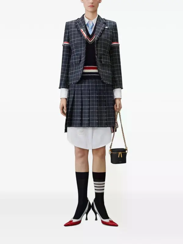 Thom Browne Windowpane Houndstooth Pleated Skirt - Blue