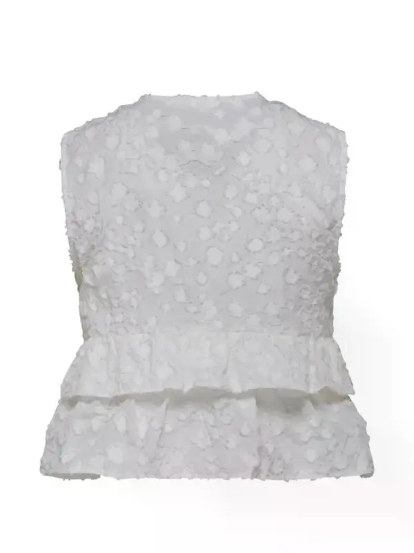 CLUB21 Fil-coupé Ruffled Cropped Shirt