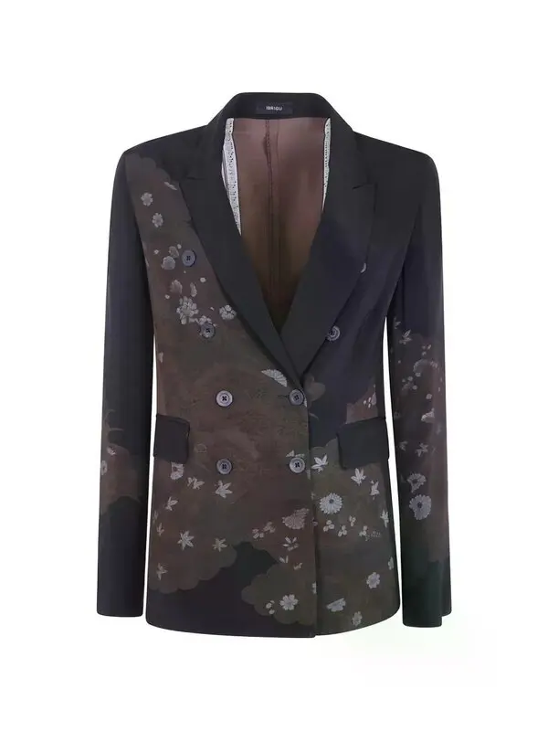 IBRIGU Floral Print Double-breasted Blazer