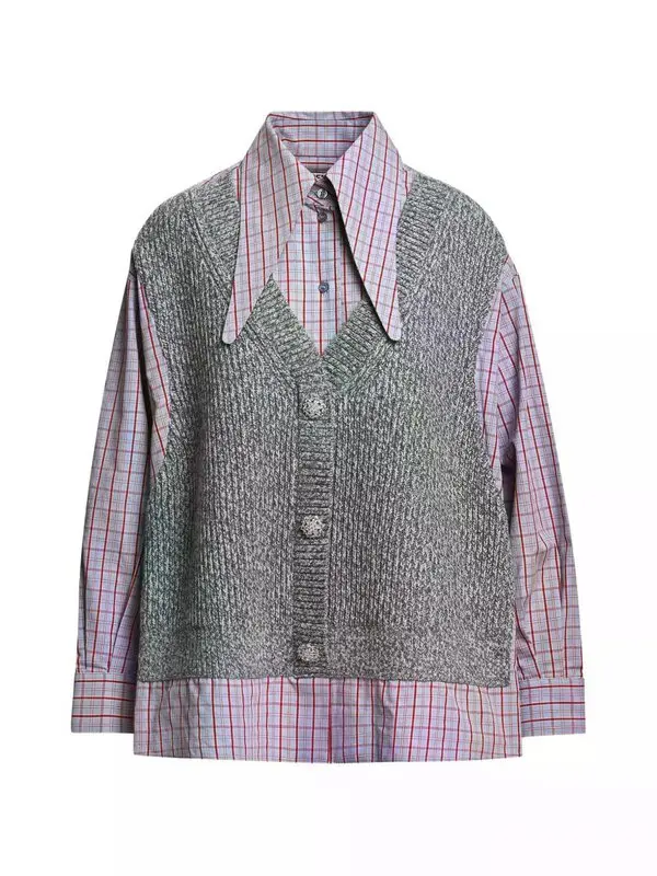 Essentiel Antwerp Kute Checked Layered-vest Shirt