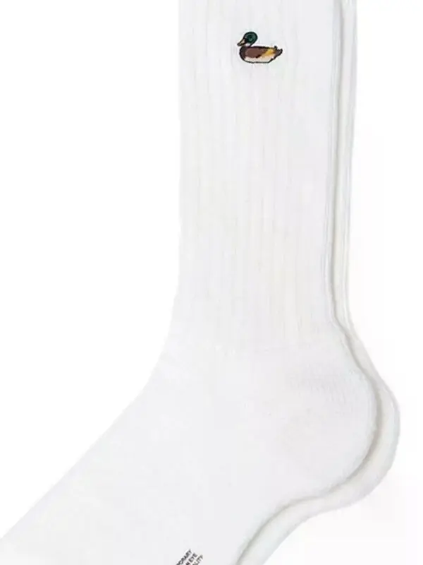 DEAN EDMONDS Ribbed Crew Socks With Duck Embroidery