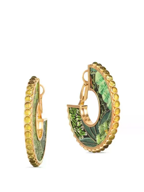 SILVIA FURMANOVICH Miniature Painting Peridot And Diamond Hoop Earrings - Gold