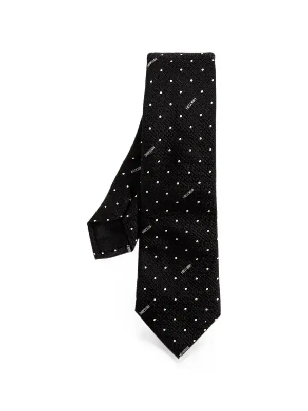 Moschino Polka-dot Logo-embroidered Tie