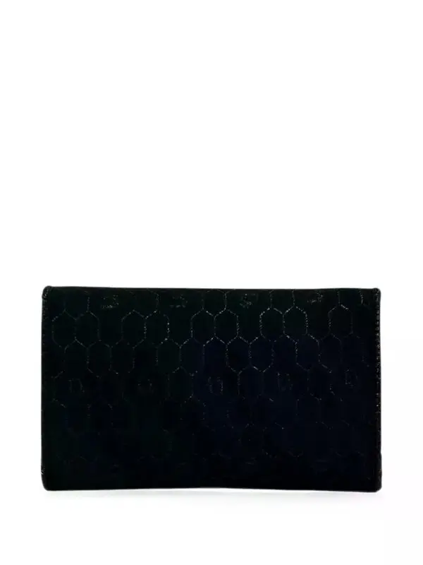 Dior 1980-1990 Honeycomb Canvas Chain Flap Crossbody Bag - Black