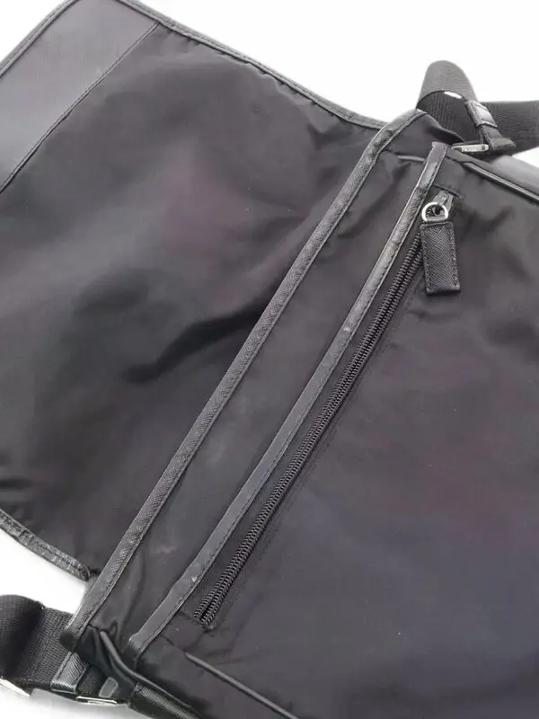 Prada Saffiano Trimmed Tessuto Buckle Messenger Bag