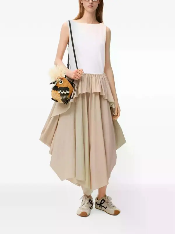 Loewe Sleeveless Ruffled Asymmetric Draped Skirt Dress - Neutrals