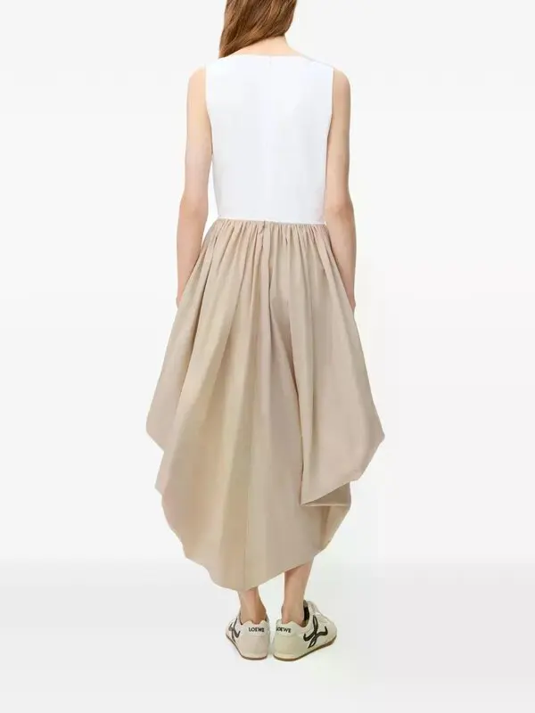 Loewe Sleeveless Ruffled Asymmetric Draped Skirt Dress - Neutrals