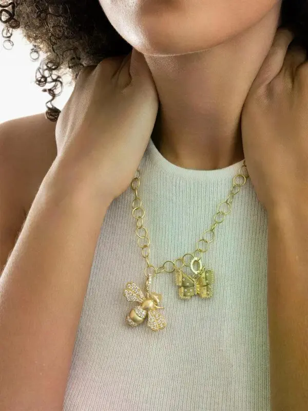 TANYA FARAH 18k Yellow Diamond Butterfly Pendant