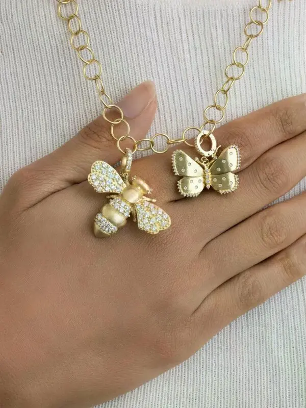 TANYA FARAH 18k Yellow Diamond Butterfly Pendant