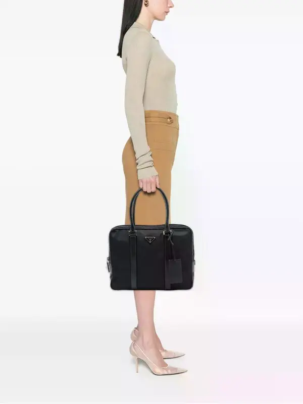 Prada Saffiano Trimmed Tessuto Business Bag