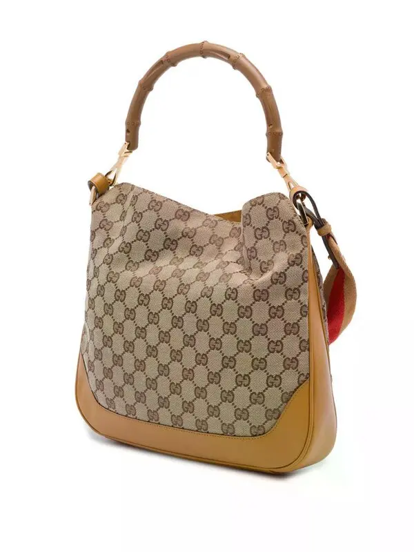 Gucci 2000-2015 Gg Canvas Bamboo Web Satchel