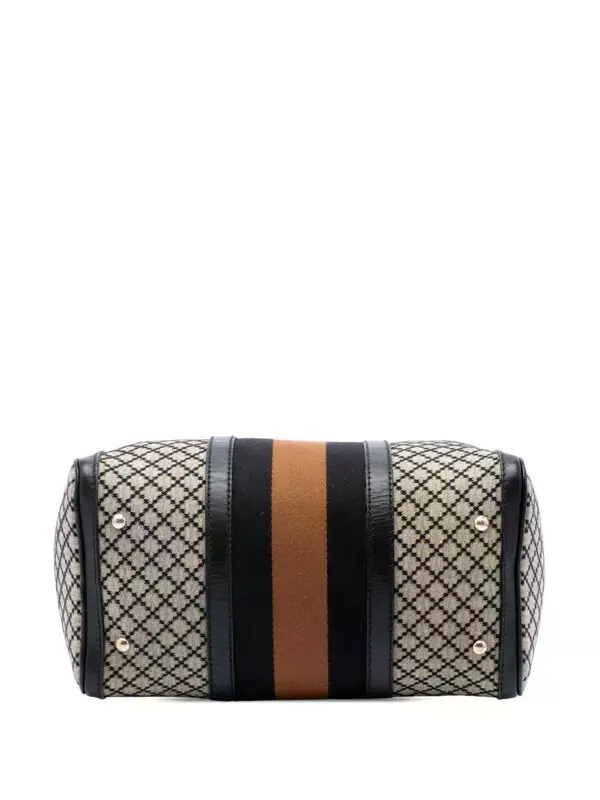 Gucci 2016-2026 Medium Diamante Canvas Web Joy Boston Bag Satchel - Black