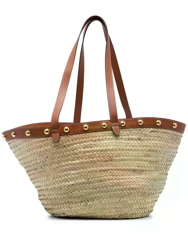Celine Large Raffia Classic Studded Panier Tote Bag