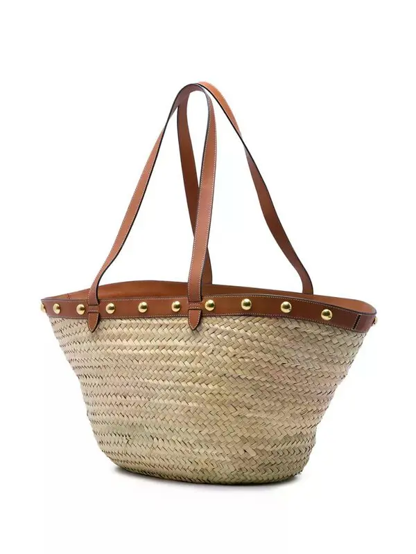 Celine Large Raffia Classic Studded Panier Tote Bag