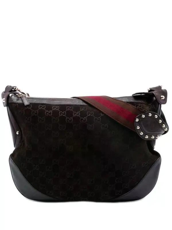 Gucci 2000-2015 Gg Suede Studded Pelham Crossbody Bag - Brown