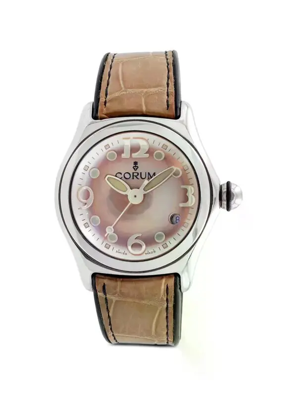CORUM Bubble 35mm Watch With Dial And Crocodile-effect Leather Strap - Pink