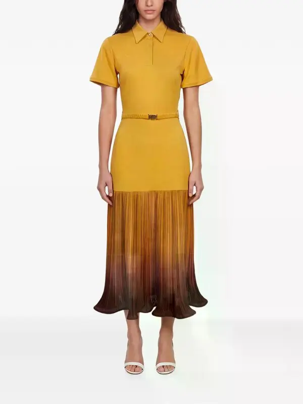 ROWEN ROSE Polo-collar Ombré-effect Midi Dress