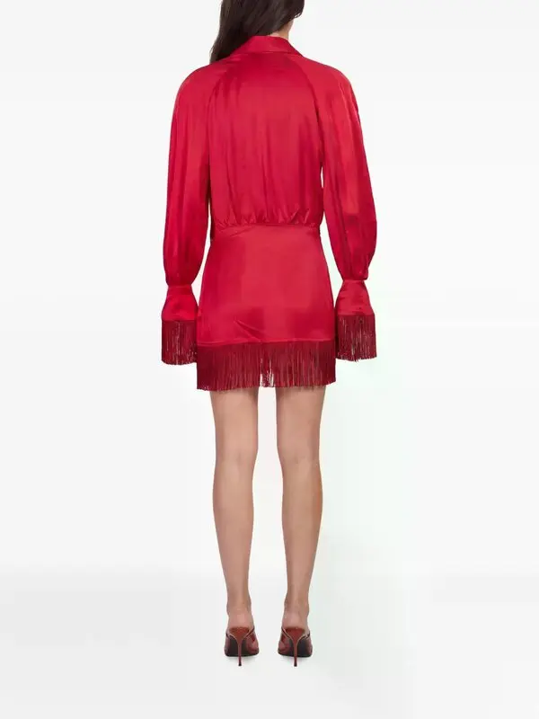 ROWEN ROSE Fringe-trimmed Raglan-sleeve Mini Dress