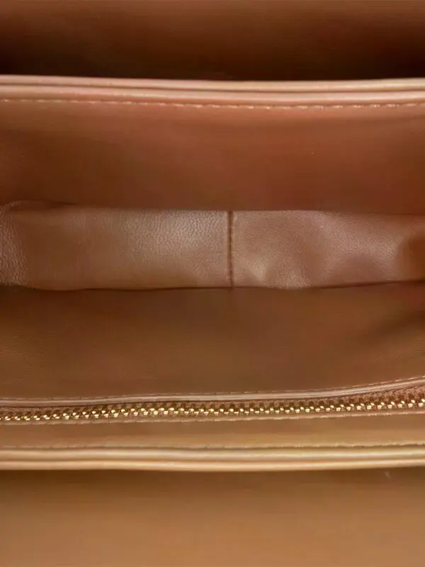 Celine 2024 Teen Shiny Calfskin Triomphe Crossbody Bag - Brown