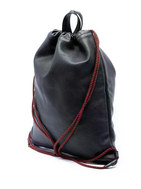 Gucci 2021-2026 Grained Calfskin Web Logo Drawstring Backpack