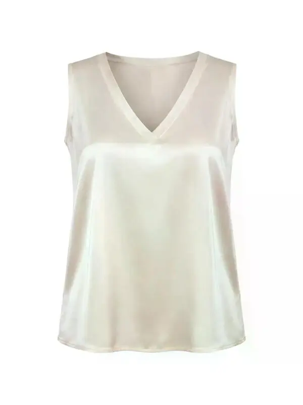 I BLUES Satin-finish V-neck Blouse
