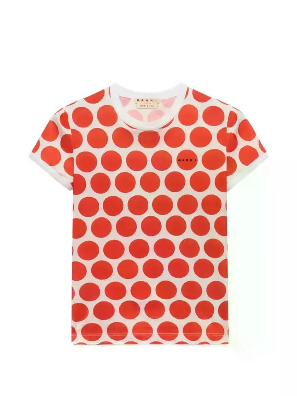 Marni Cotton T-shirt With Polka Rhythm Print