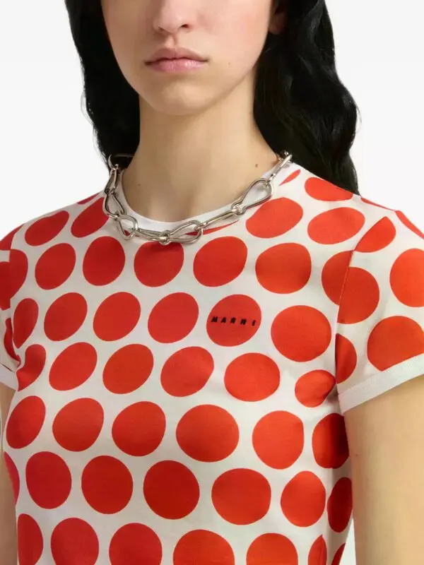Marni Cotton T-shirt With Polka Rhythm Print