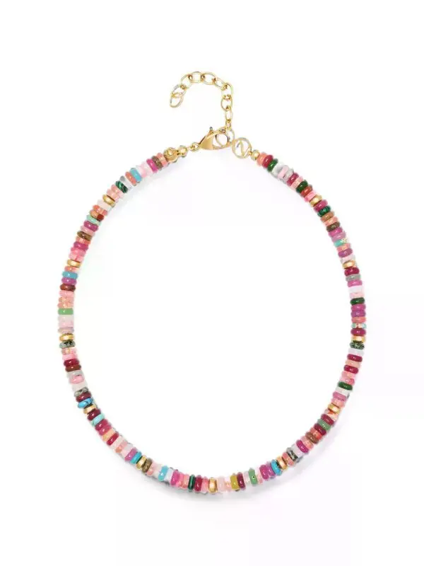 NIALAYA JEWELRY Tourmaline Beaded Necklace - Gold