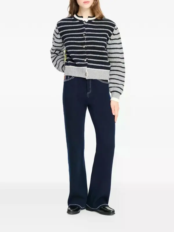 BARRIE Striped Chunky-knit Cardigan
