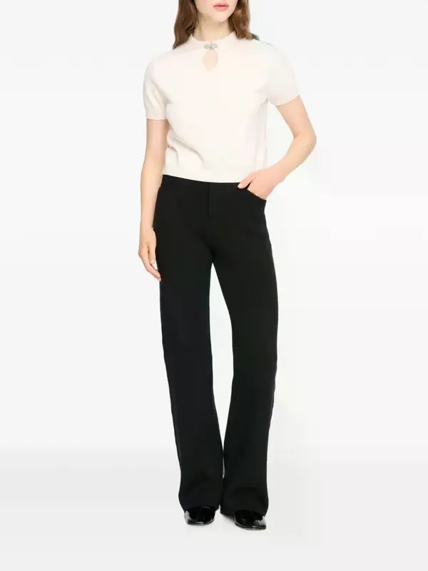 BARRIE Gem-embellished Keyhole-detail Knitted T-shirt