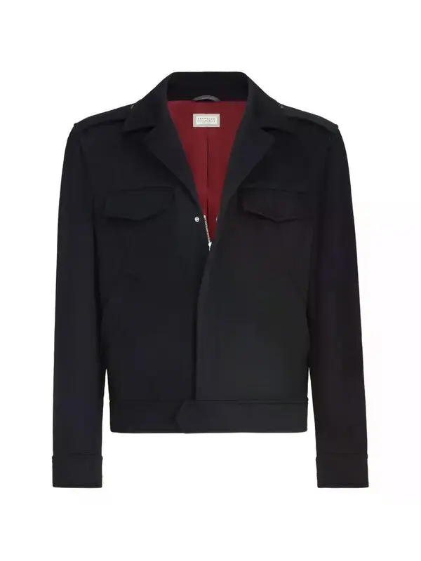 Brunello Cucinelli Lightweight Virgin Wool Cloth Outerwear Jacket With Chest Pockets