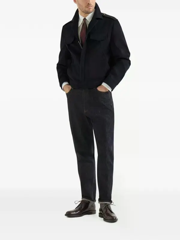 Brunello Cucinelli Lightweight Virgin Wool Cloth Outerwear Jacket With Chest Pockets