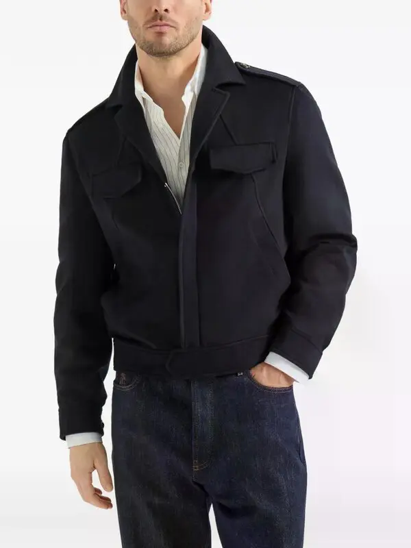 Brunello Cucinelli Lightweight Virgin Wool Cloth Outerwear Jacket With Chest Pockets