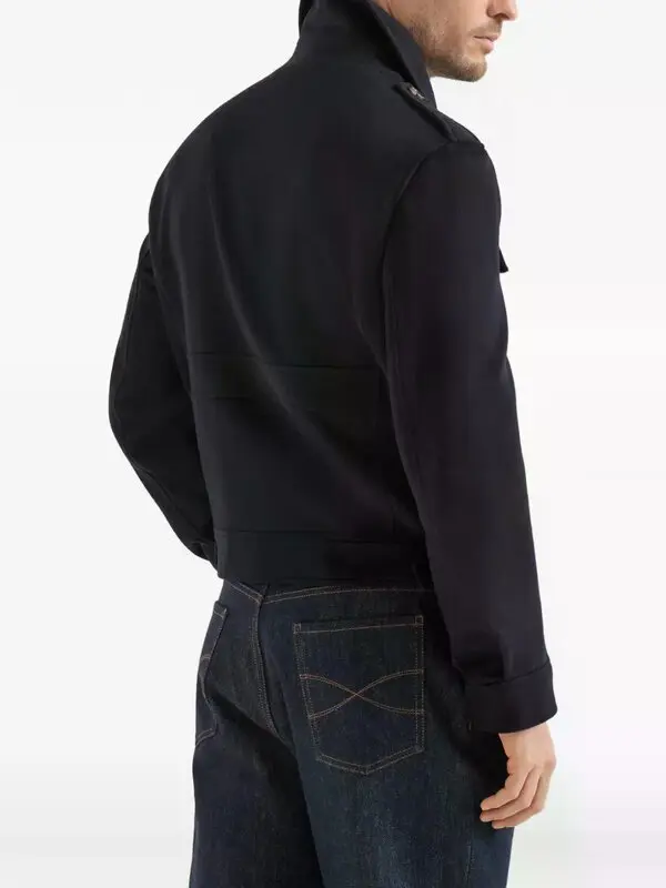 Brunello Cucinelli Lightweight Virgin Wool Cloth Outerwear Jacket With Chest Pockets