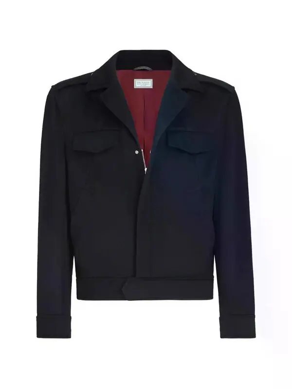 Brunello Cucinelli Lightweight Virgin Wool Cloth Outerwear Jacket - Blue