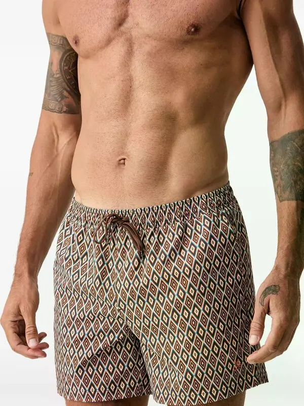 Marc O'polo Diamond-print Swim Shorts - Brown