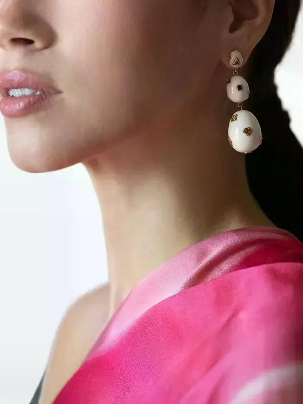 BIBI VAN DER VELDEN Sapphire And Mammoth Drop Earrings