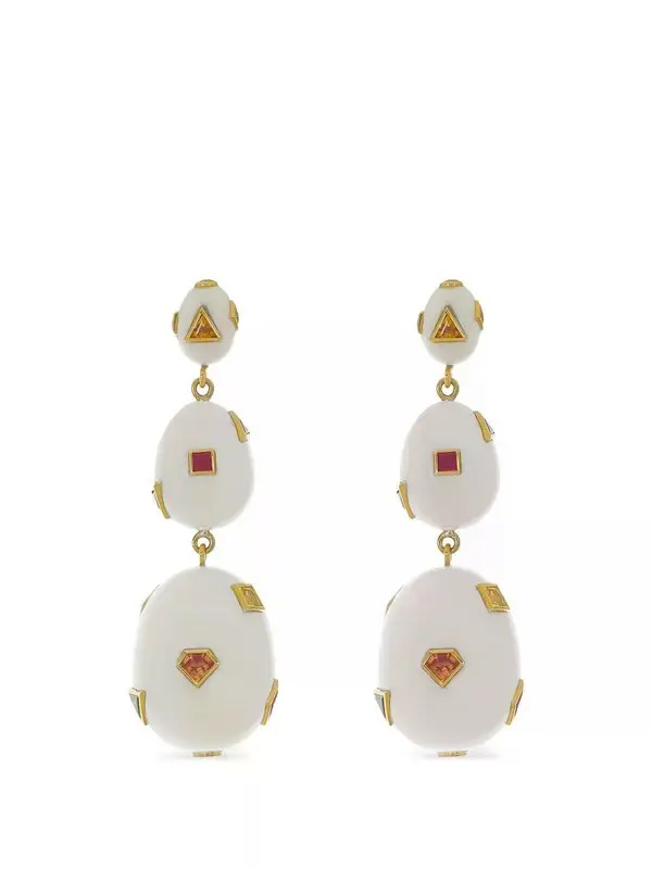 BIBI VAN DER VELDEN Sapphire And Mammoth Tusk Drop Earrings - Gold